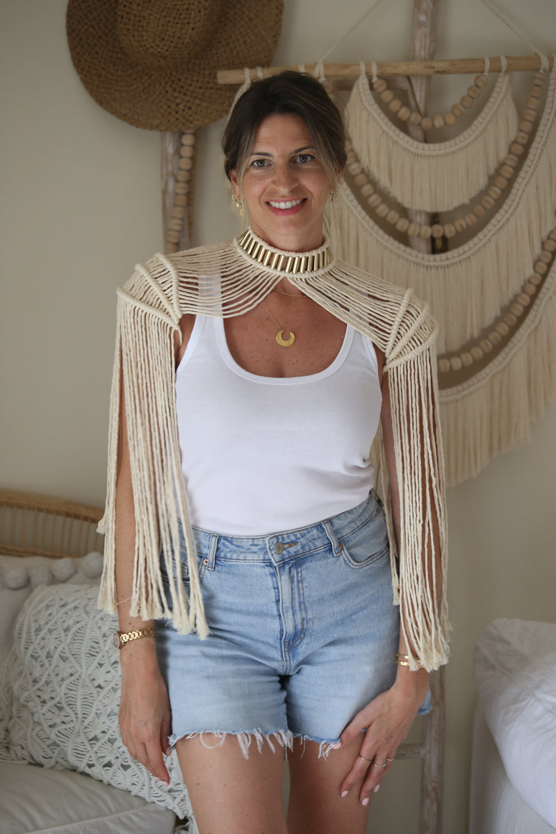 FESTIVAL SHOULDER PIECE – Cactus and Macrame Traditional Handicraft